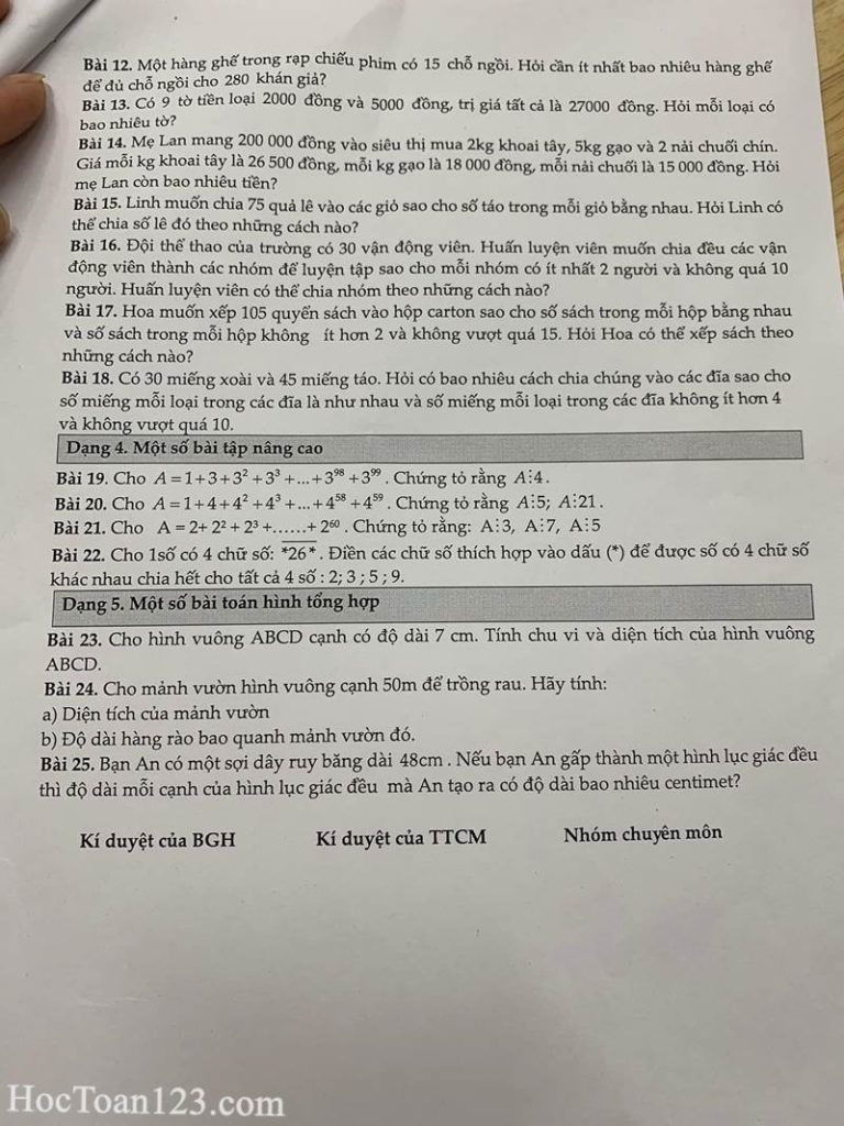 Đề cương ôn tập giữa HK1 môn Toán 6 THCS Nguyễn Trãi, Hà Đông 2022-2023