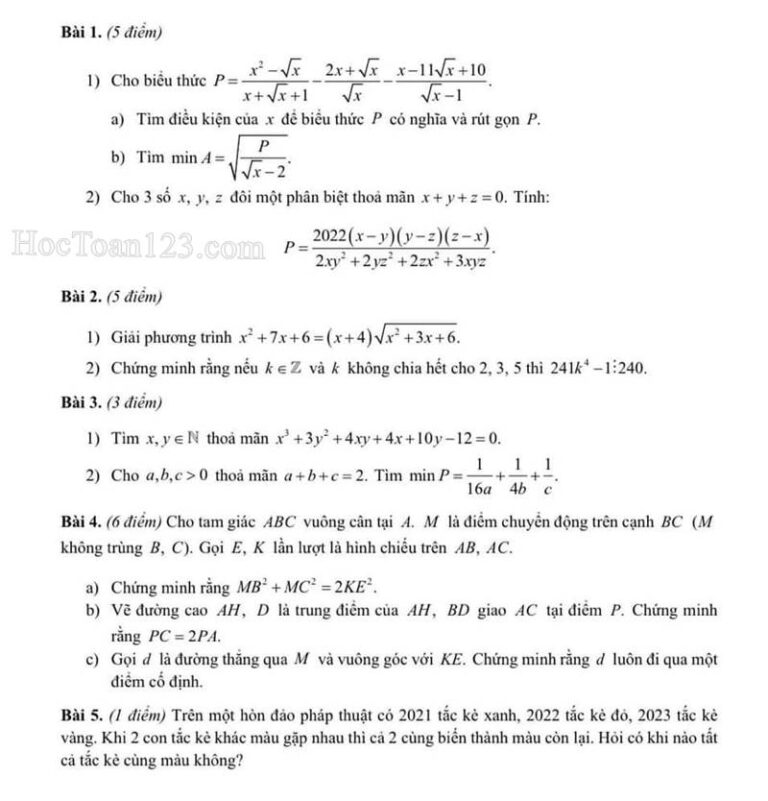 Đề thi HSG Toán 9 quận Cầu Giấy, Hà Nội 2022-2023 - Học Toán 123