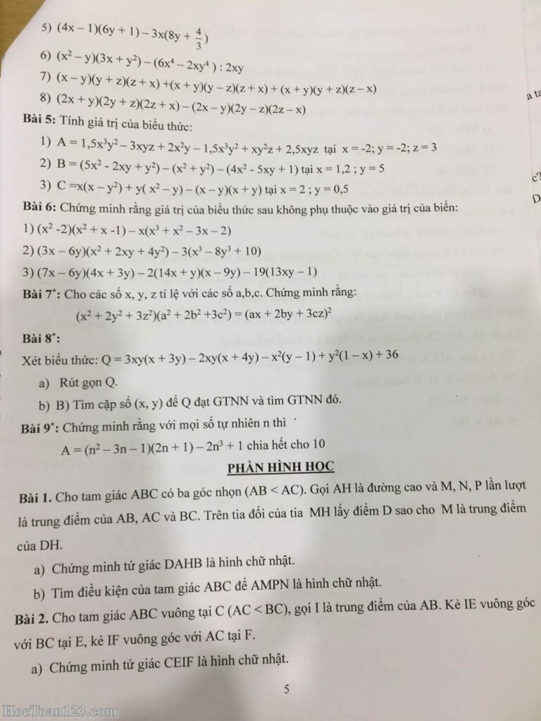 Đề cương ôn tập giữa HK1 môn Toán 6 THCS Nguyễn Trãi 2023-2024
